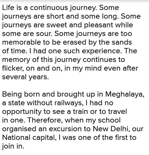 Essay About A Memorable Journey Brainly In