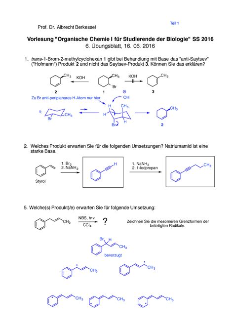 6 Ubung 16 Übungen zur Vorlesung Organische Chemie Prof Dr
