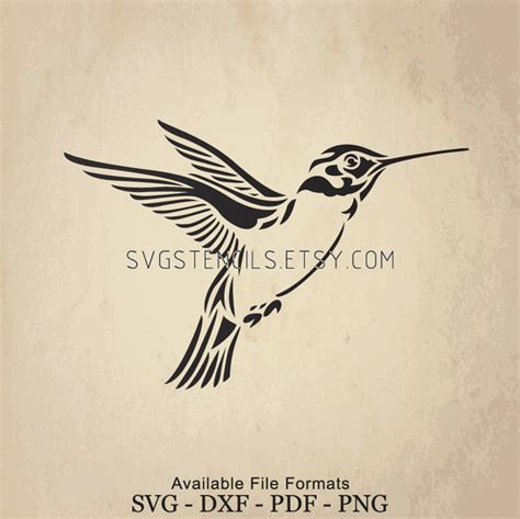 Svg Humming Bird Stencil Silhouette Studio Monogram Etsy Bird