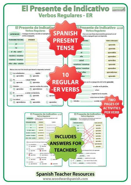 Spanish Present Tense BUNDLE Regular Verbs Conjugation Worksheets