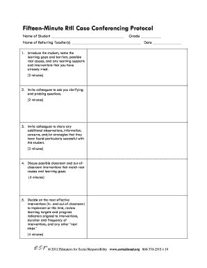 Fillable Online Fifteen Minute RtII Case Conferencing Protocol Fax