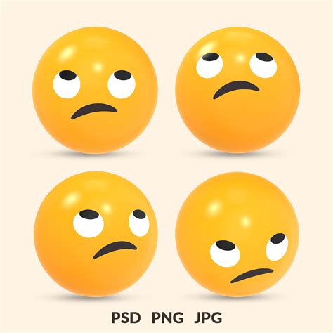 3d Rendered Social Media Icon Eyes Rolling Face Or Confused Emoji Reaction With Different View