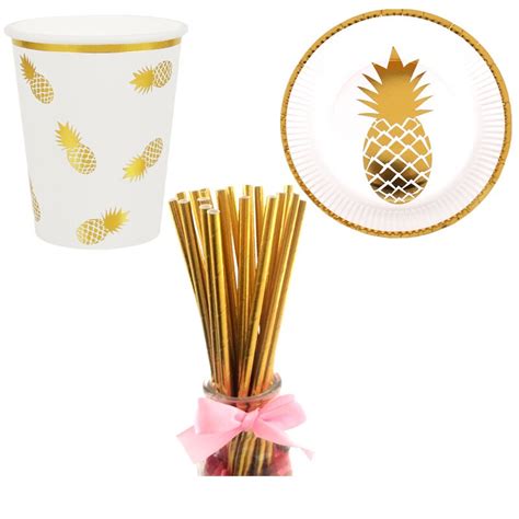Unids Set Pi A Dorada Vajilla Desechable Para Ni Os Recuerdo De
