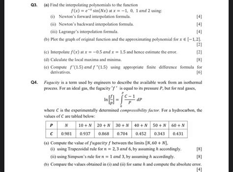 solved q3 a find the interpolating polynomials to the
