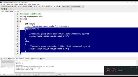 membuat program percabangan if else menggunakan c youtube