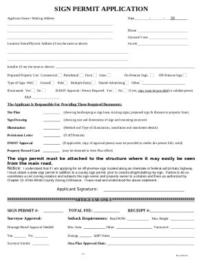 Zoning Permit Application For Signs Note Doc Template Pdffiller