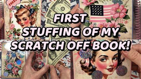 STUFFING MY BEAUTIFUL SCRATCH OFF SAVINGS CHALLENGE BOOK CASH