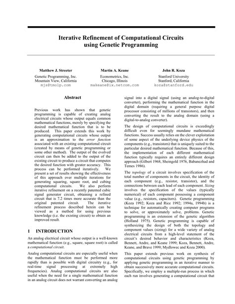 pdf iterative refinement of computational circuits using genetic programming