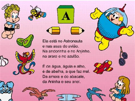 ALFABETO DA TURMA DA MÔNICA EM TEXTOS COLORIDO ESPAÇO EDUCAR