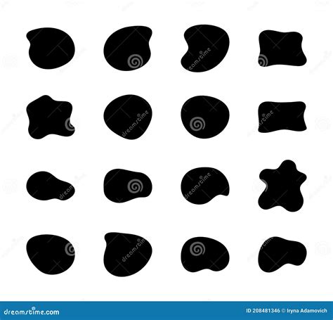 Blob Shapes Vector Set Organic Abstract Splodge Elemets Monochrome