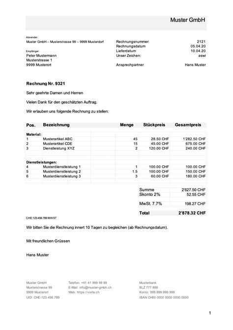 Rechnungen In Schweiz Ohne Mwst Financial Report