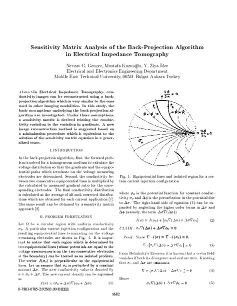 pdf sensitivity matrix analysis of the back projection algorithm in electrical impedance