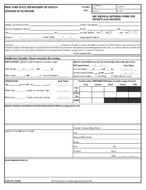 Wic Medical Referral Form Fill And Sign Printable Template Online