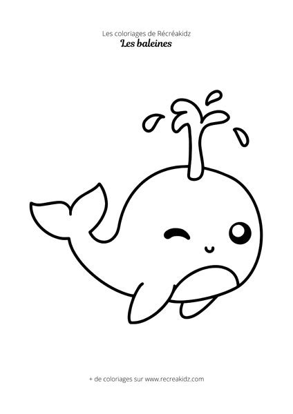 Coloriage baleine maternelle Dessin à colorier imprimer en PDF