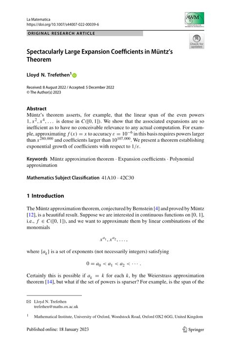 pdf spectacularly large expansion coefficients in müntz s theorem