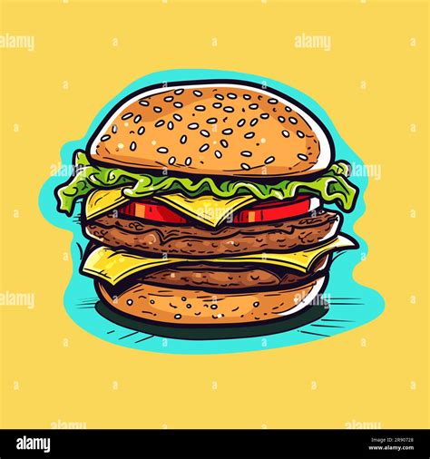 Hamburguesa Burger ilustración dibujada a mano Vector doodle estilo