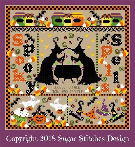 Spooky Spellls Halloween Sampler Cross Stitch E Chart Etsy
