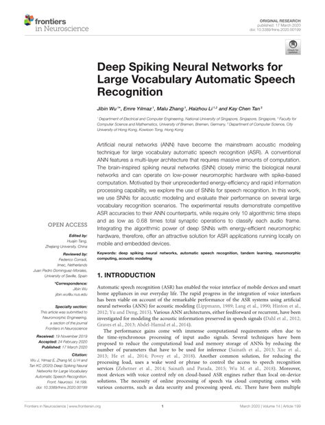 pdf deep spiking neural networks for large vocabulary automatic speech recognition