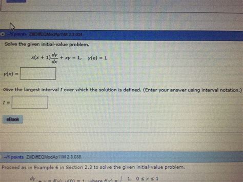 solved solve the given initial value problem x x 1