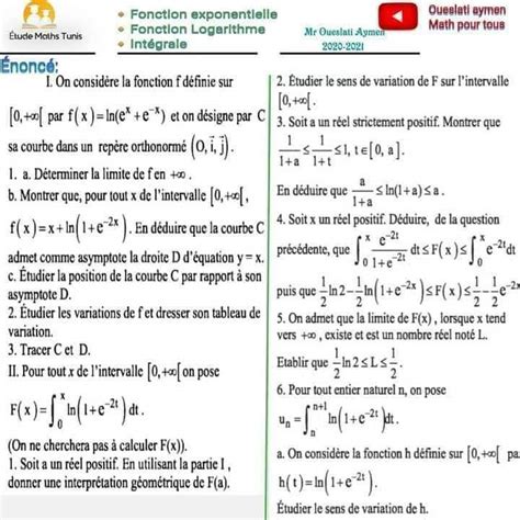 Bac Technique Math Sujet de révision avec correction