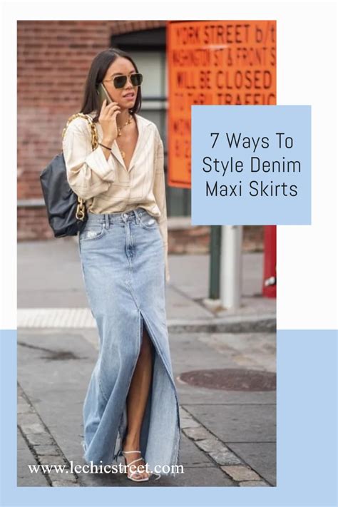 7 Ways To Style Denim Maxi Skirts In 2024 Denim Skirt Outfit Summer