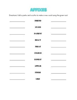 Affixes Worksheet By The Biblio Phile TPT