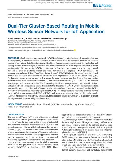 pdf dual tier cluster based routing in mobile wireless sensor network for iot application