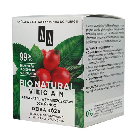 AA Bio Natural Vegan krem przeciwzmarszczkowy Dzika Róża na dzień i