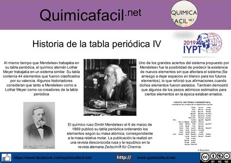 Historia de la tabla periódica IV Quimicafacil net Tablas Periódicas