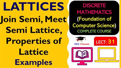 l31 lattices join semi meet semi lattice properties of lattice discrete mathematics