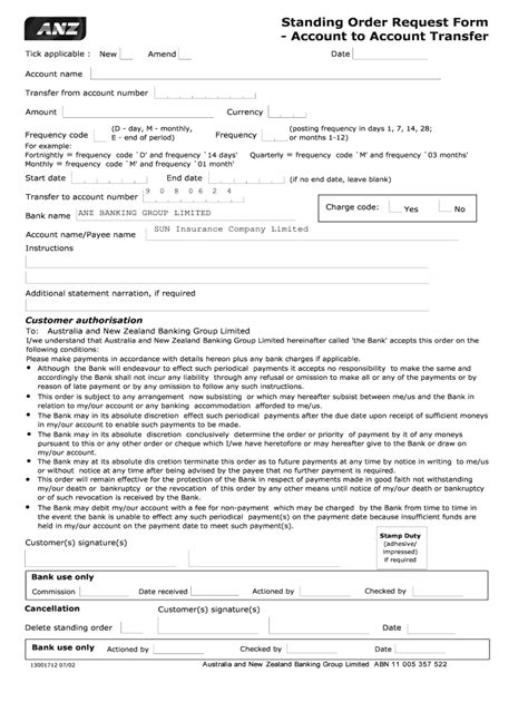 Fillable Online Standing Order Request Form Account To Account