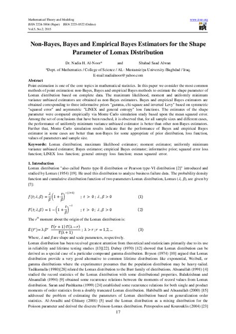 pdf non bayes bayes and empirical bayes estimators for the shape parameter of lomax