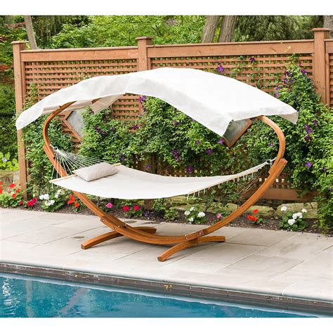 Leisure Season Hammock Stand With Hammock And Canopy The Home Depot Canada