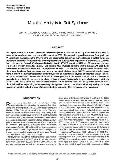 pdf mutation analysis in rett syndrome dokumen tips