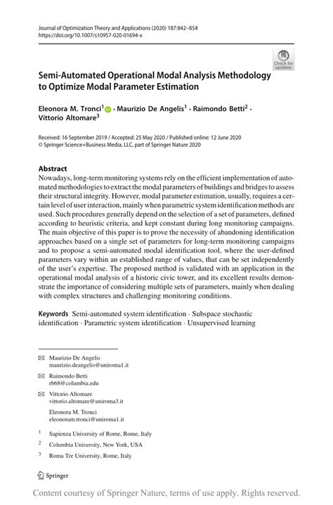 semi automated operational modal analysis methodology to optimize modal parameter estimation