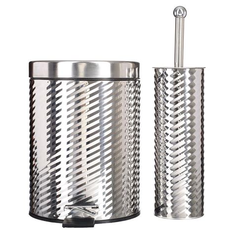 Kit Lixeira Banheiro 5 Litros Escova Sanitária Inox Submarino