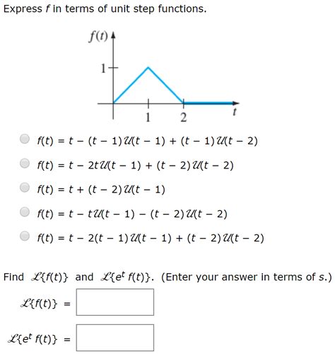 solved express f in terms of unit step functions 2 f t t