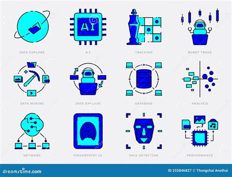 Artificial Intelligence Icon Set Stock Vector Illustration Of Explore