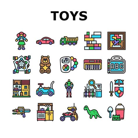 Juguete Beb Ni O Juego Jugar Iconos Conjunto Vector Vector Premium