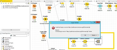 cannot access the example server from knime analytics platform knime analytics platform