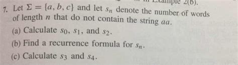 solved ple 2 b let Σ {a b c} and let sn denote the