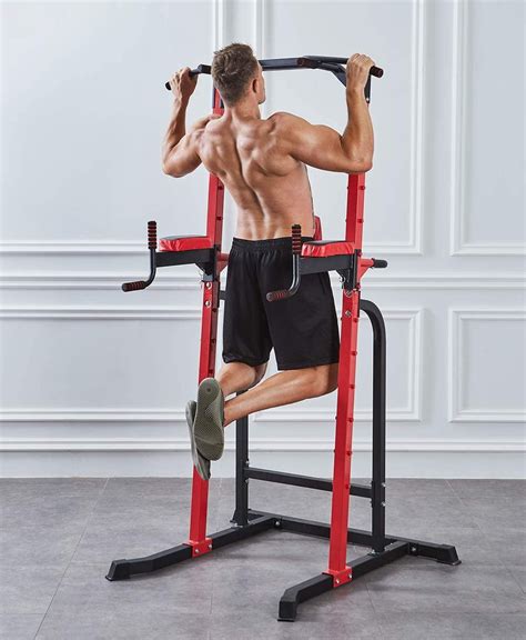 Sporting Goods Home Gym Adjustable Dip Station Chin Up Bar Power Tower