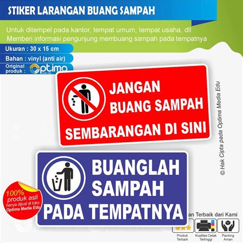 Jual Stiker Jangan Buang Sampah Sembarangan Stiker Buanglah Sampah