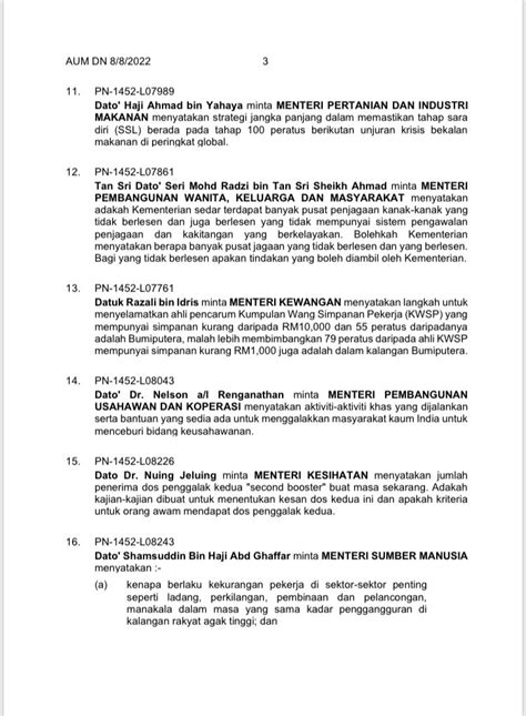 BERNAMA On Twitter RT MYParlimen Aturan Urusan Mesyuarat Pertanyaan