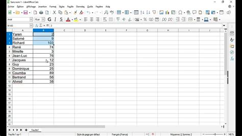 Libre Office Calce Trier une colonne par ordre alphabétique ou par