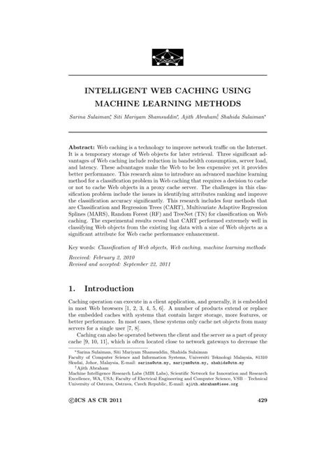pdf intelligent web caching using machine learning methods dokumen tips