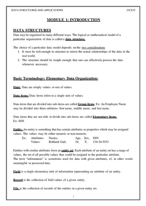 module 1 ds data structures and applications module 1 introduction data structures data may
