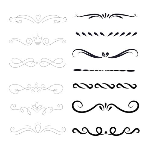 Divisores De Texto Conjunto De Garabates Elementos Decorativos De Bodas