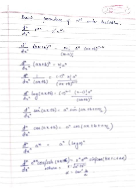 Solution Basic Formulas Of Nth Order Derivative Notes Studypool