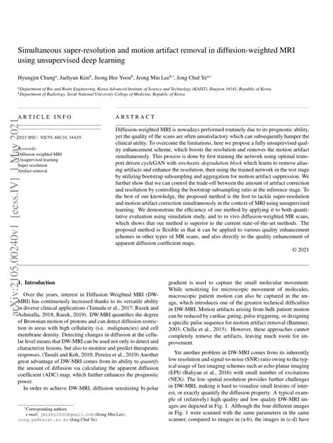 pdf simultaneous super resolution and motion artifact removal in diffusion weighted mri using